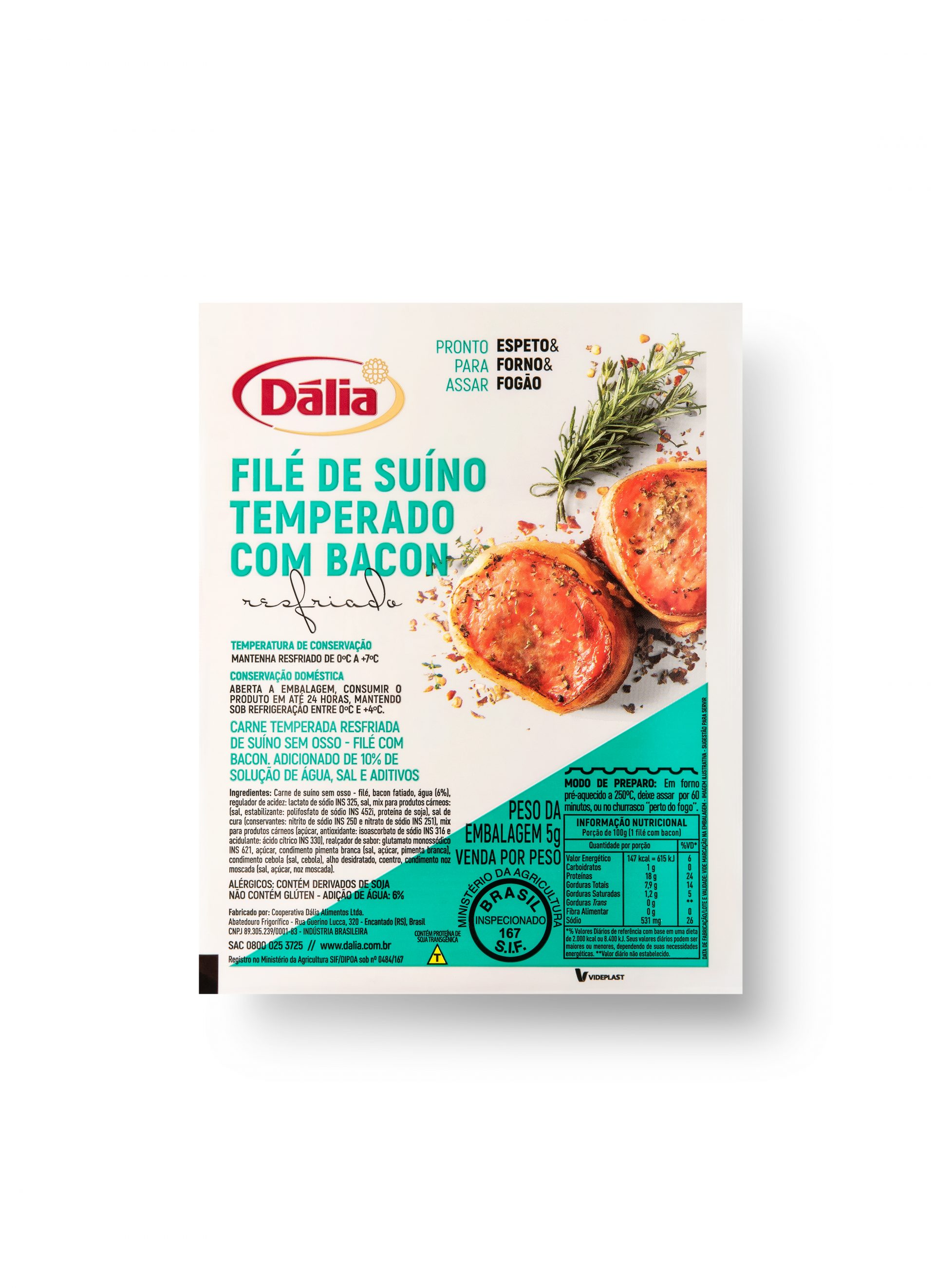 Filé com bacon temperado - Dália Alimentos
